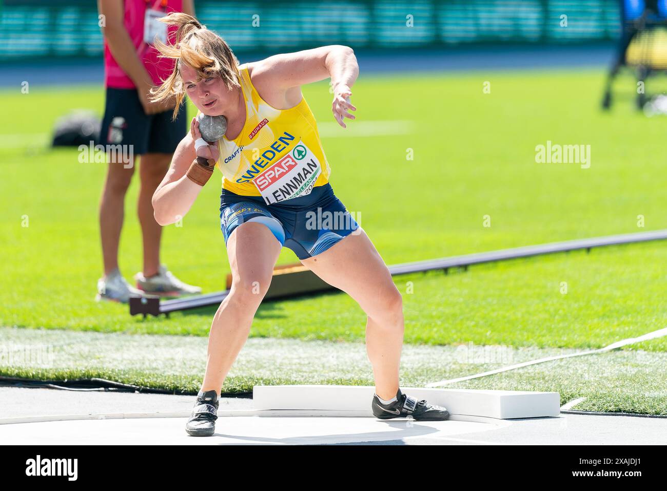 ROME, ITALY - JUNE 7: Sara Lennman of Sweden competes in the Shot Put ...