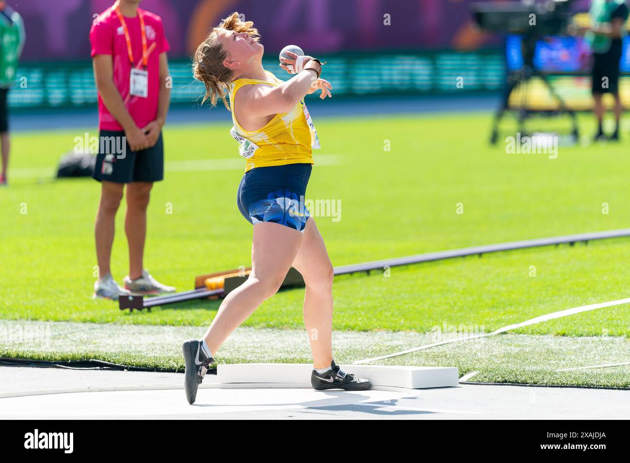 ROME, ITALY - JUNE 7: Sara Lennman of Sweden competes in the Shot Put ...