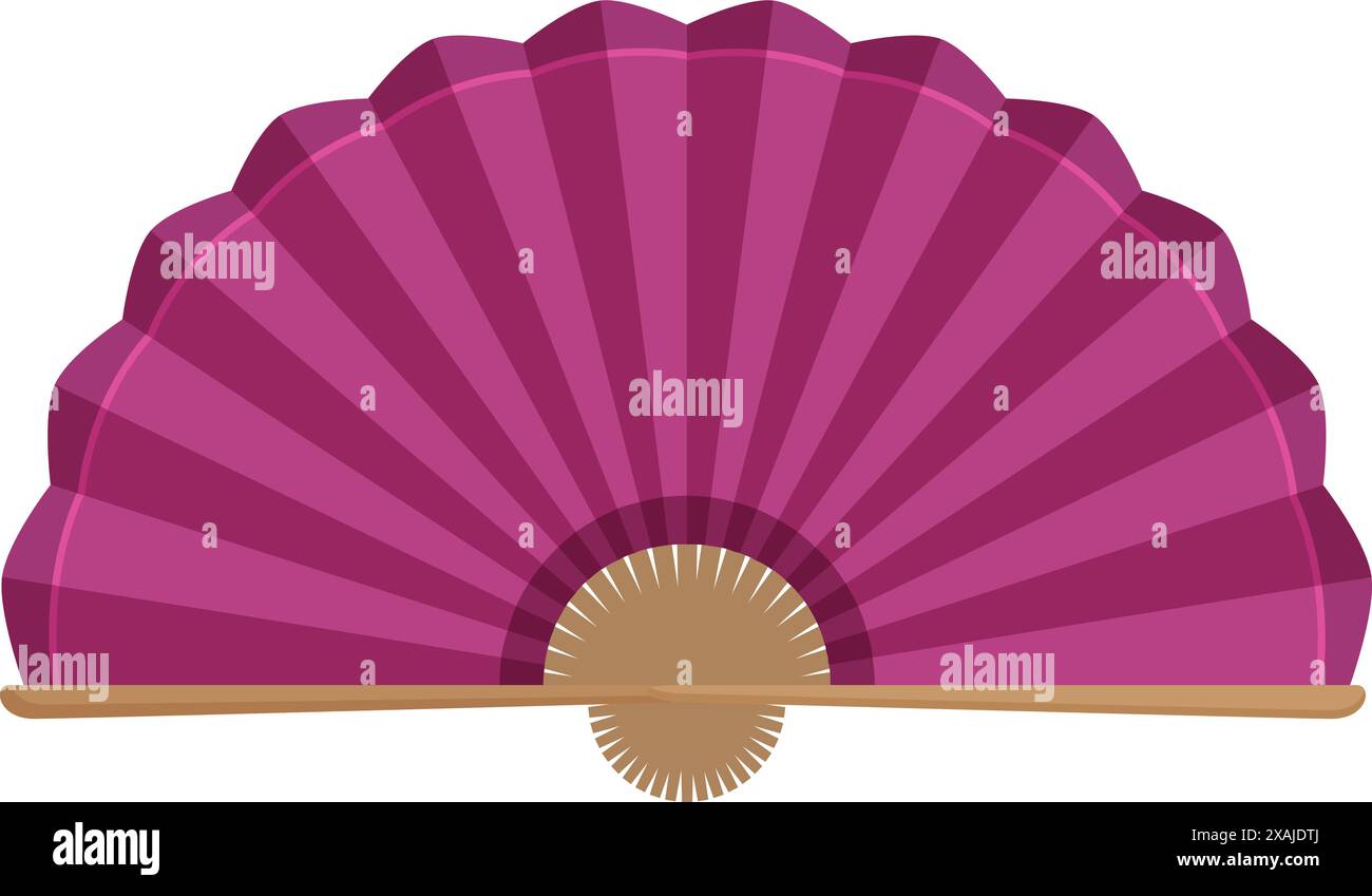 Purple and gold handheld folding fan is isolated on a white background ...