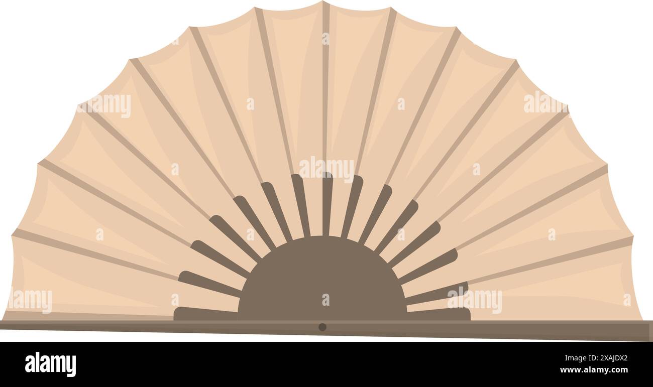 Classic beige and brown japanese fan is shown open, lying flat Stock ...