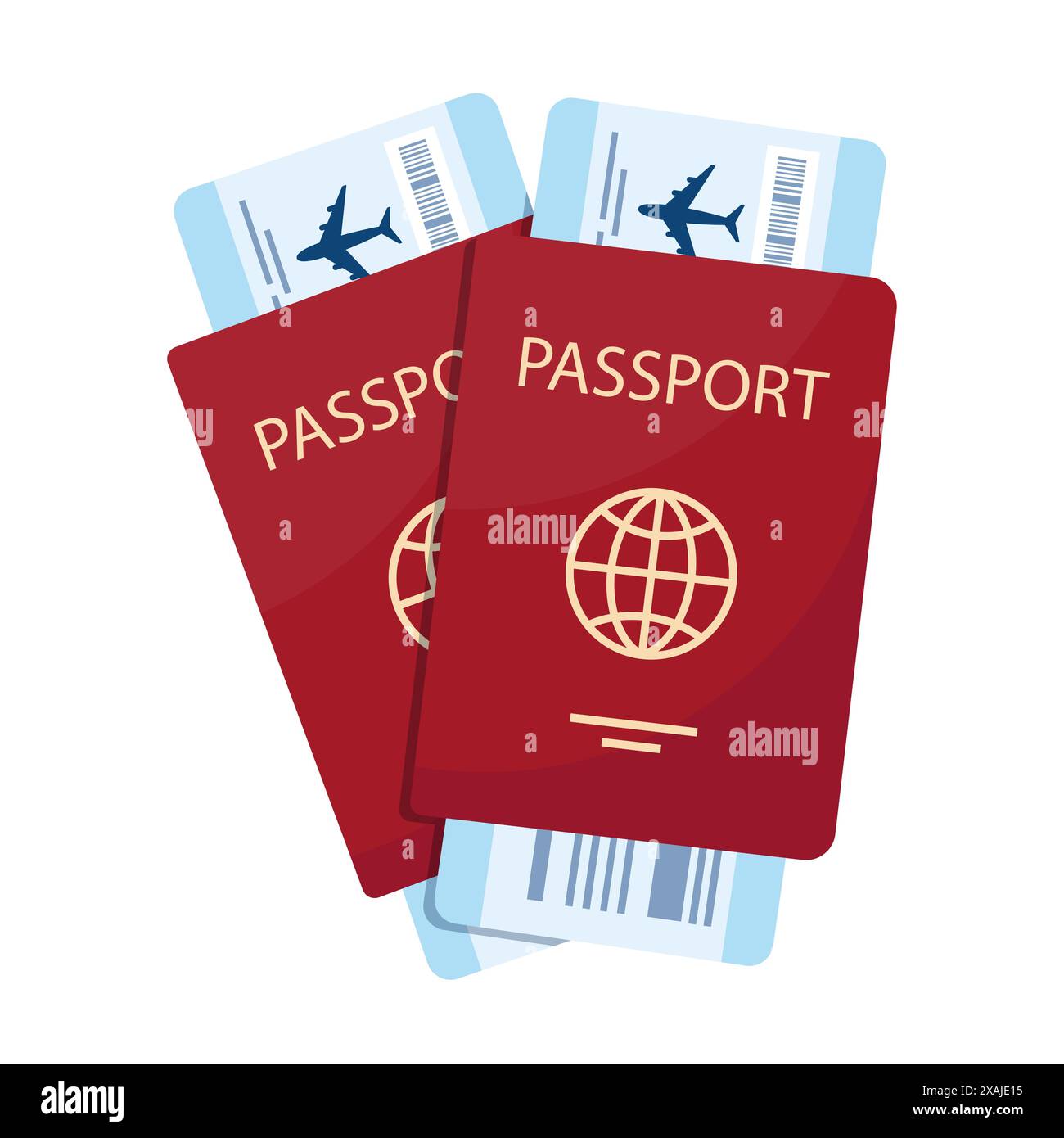 Two Passports With Boarding Passes Airplane Tickets Inside Passports
