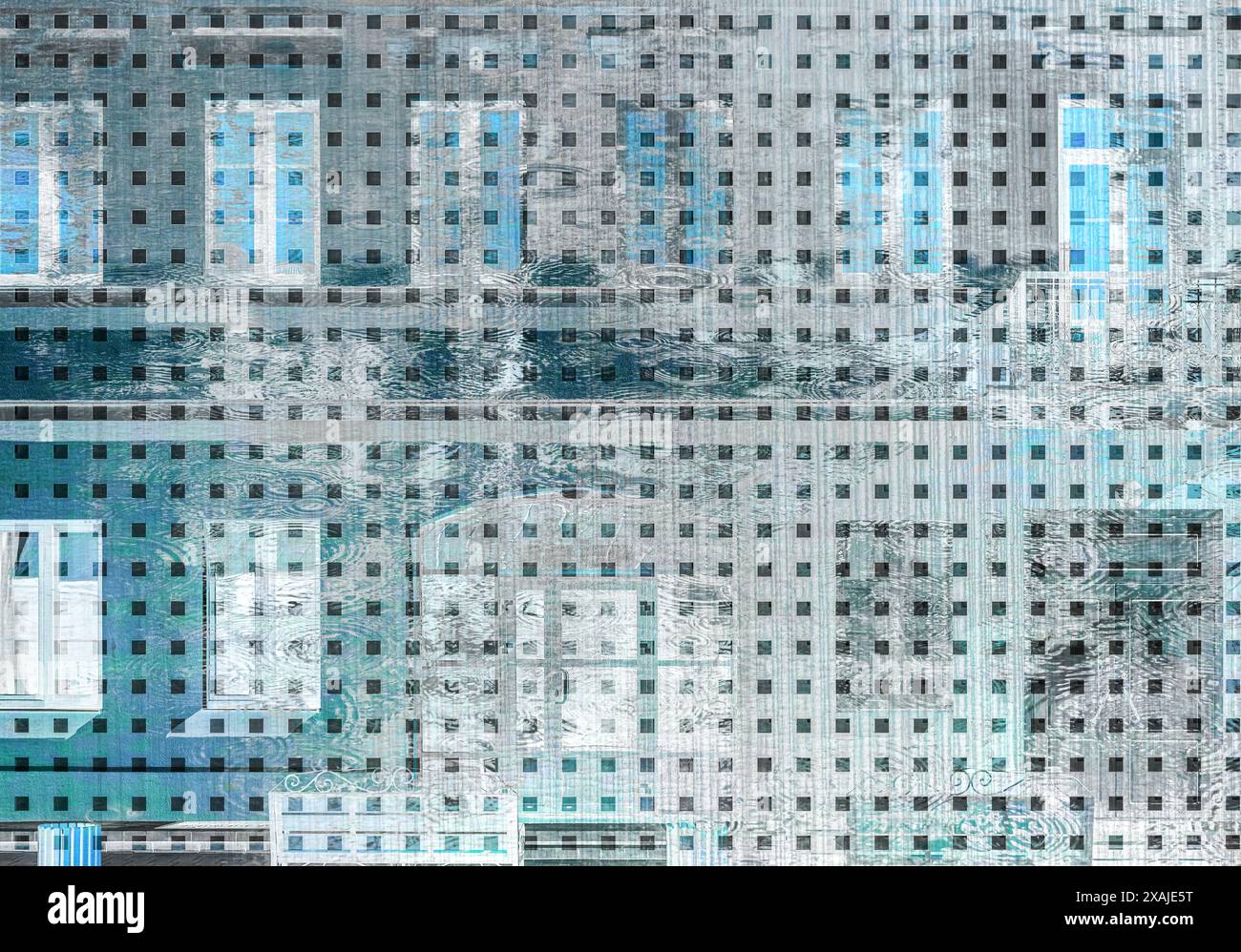 multi exposure urban background. residential building facade on ...