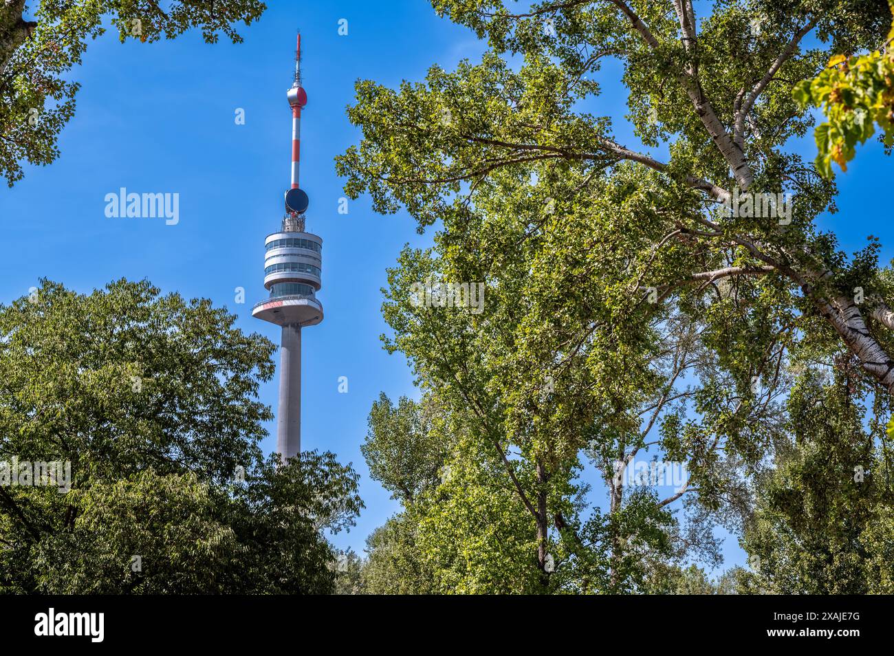 Vienna, Austria, August 17, 2022. The Danube Tower or Donauturm is the ...