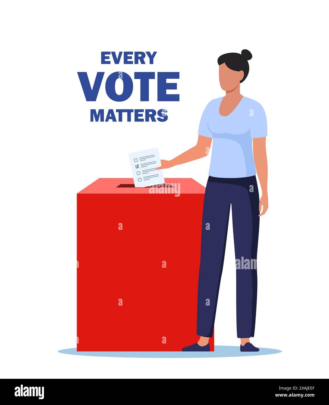 Woman putting vote paper into Election Box. Every vote matters. Vector Illustration Stock Vector ...