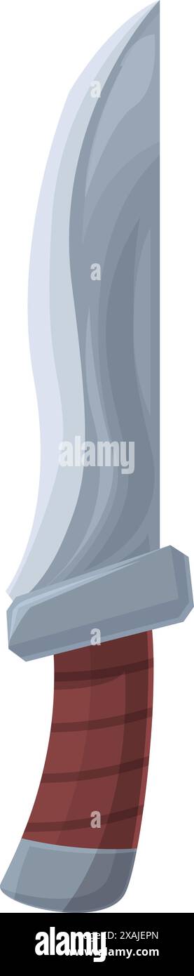 Cartoon illustration of a large sharp hunting knife with a wooden ...