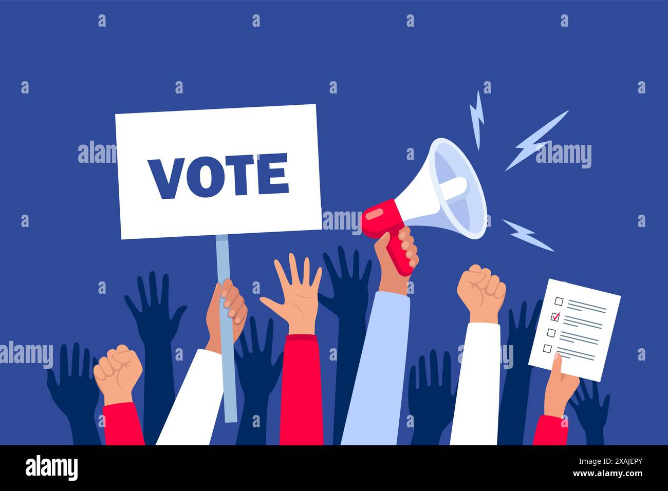 Go vote demonstration. Isolated up hands holding together. Election ...