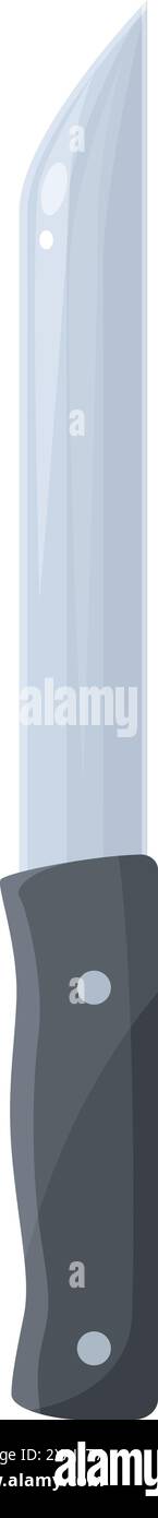 Large sharp kitchen knife pointing upwards with a black handle on a ...