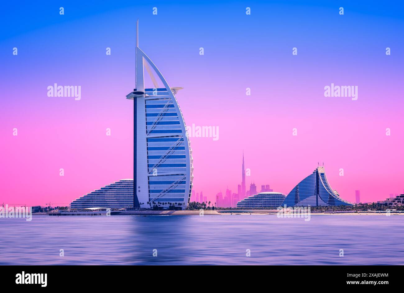 DUBAI, VAE - 01. June 2024 the famous Burj Al Arab in the early morning ...