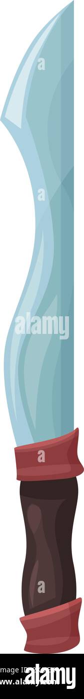 Sharp fantasy knife with wooden hilt and curved blade for rpg game ...