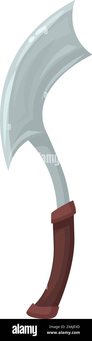 Large fantasy weapon with a curved blade is isolated on a white ...