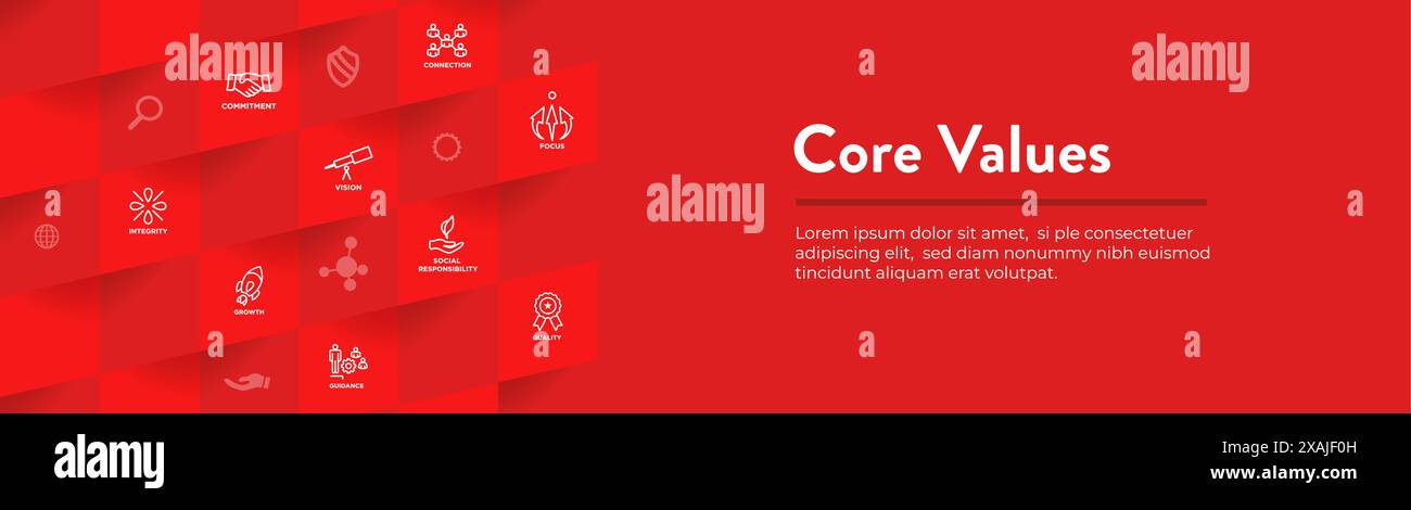Core Values Web Header Banner - Integrity Mission and Vision Icons Stock Vector Image & Art - Alamy