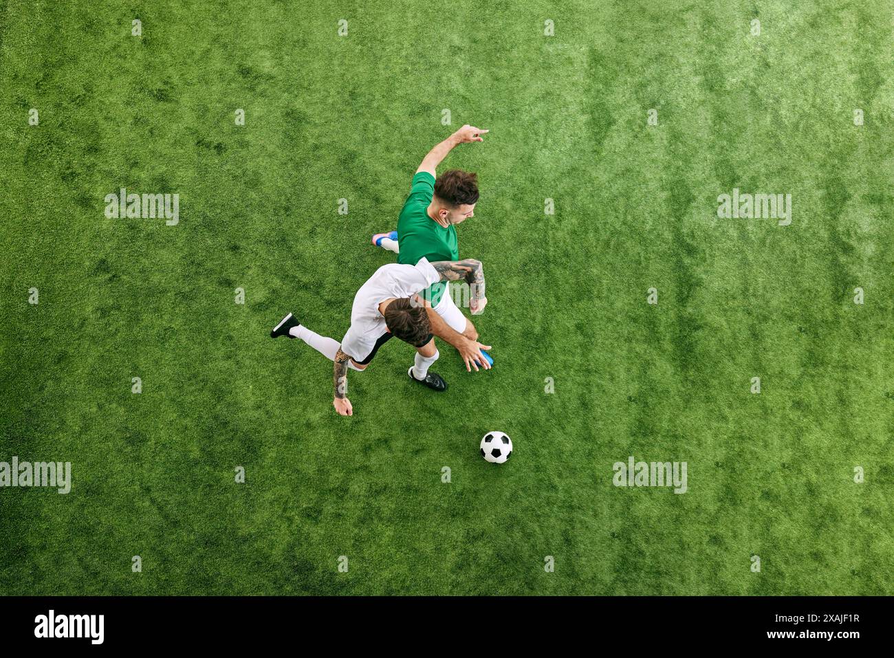 Aerial view. Dynamic photo of intense battle between two young men ...