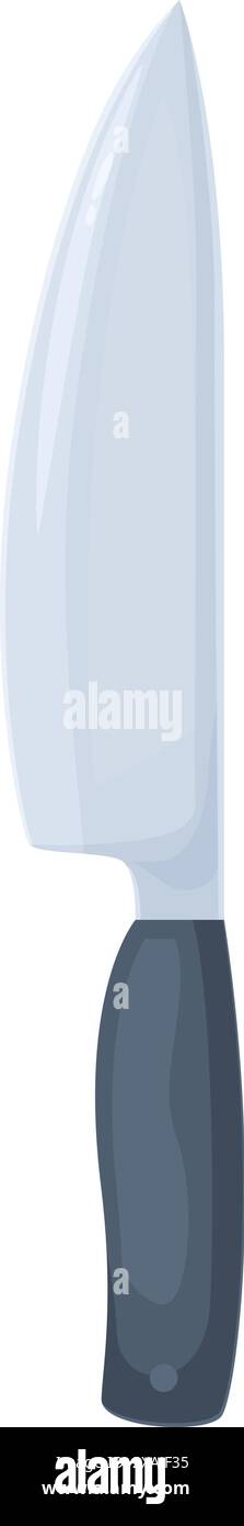 Large sharp kitchen knife pointing upwards with black handle Stock ...