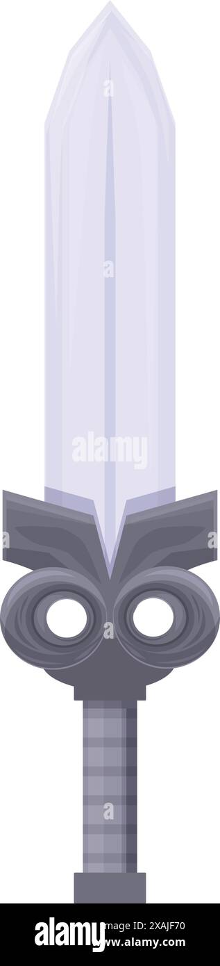 Cartoon sword pointing up, possessing a round hilt guard, suggesting ...