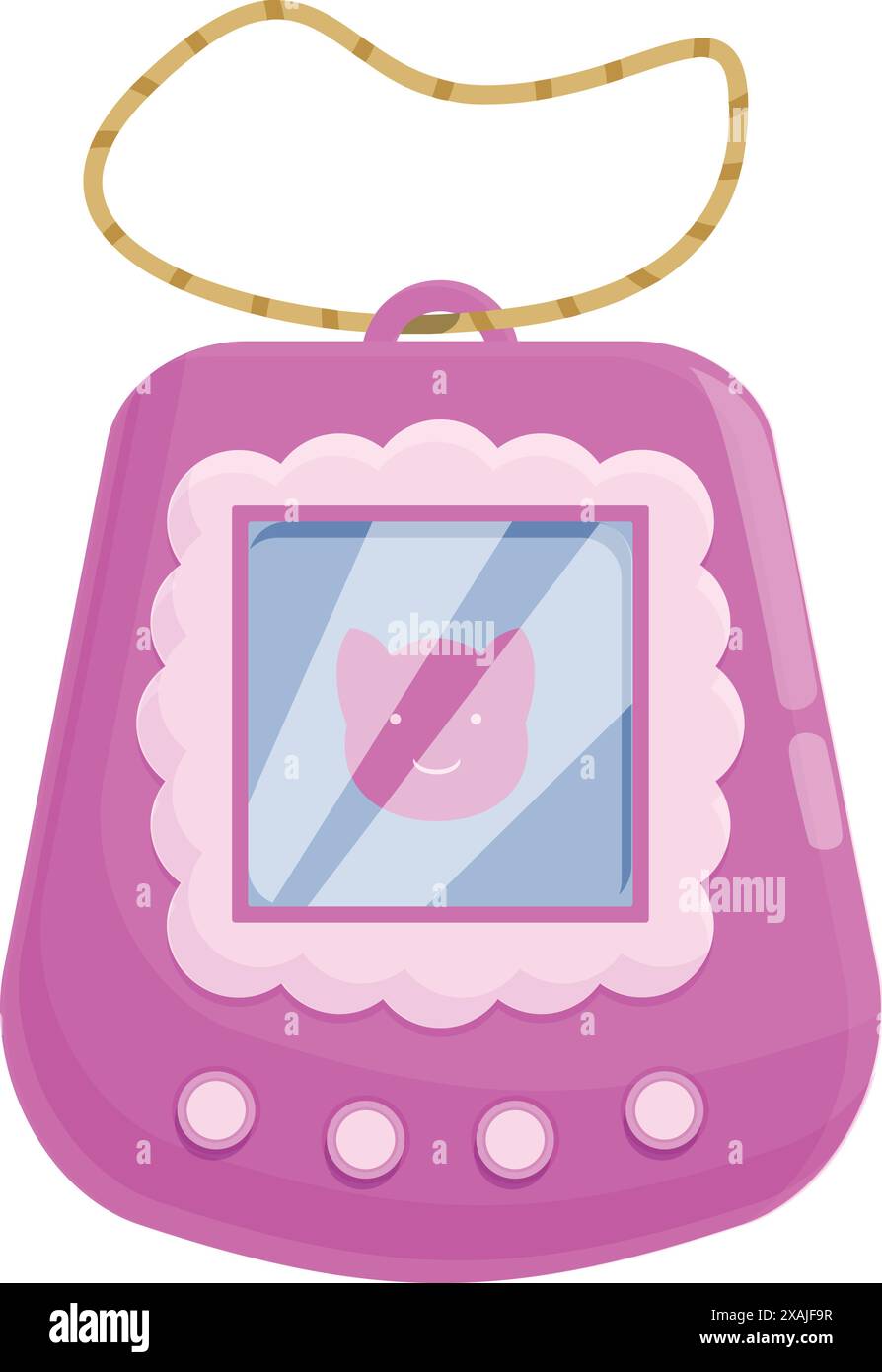 Pink virtual pet toy with a cute cat on the screen, bringing back the ...