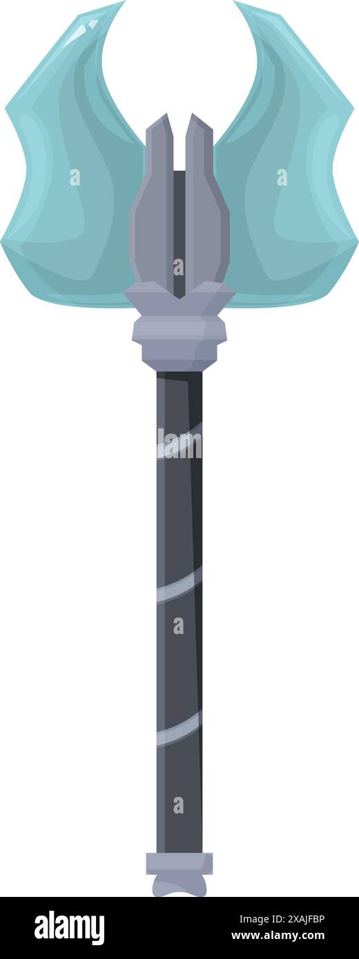 Fantasy axe weapon standing upright, with double sided blade for inflicting damage in battle ...