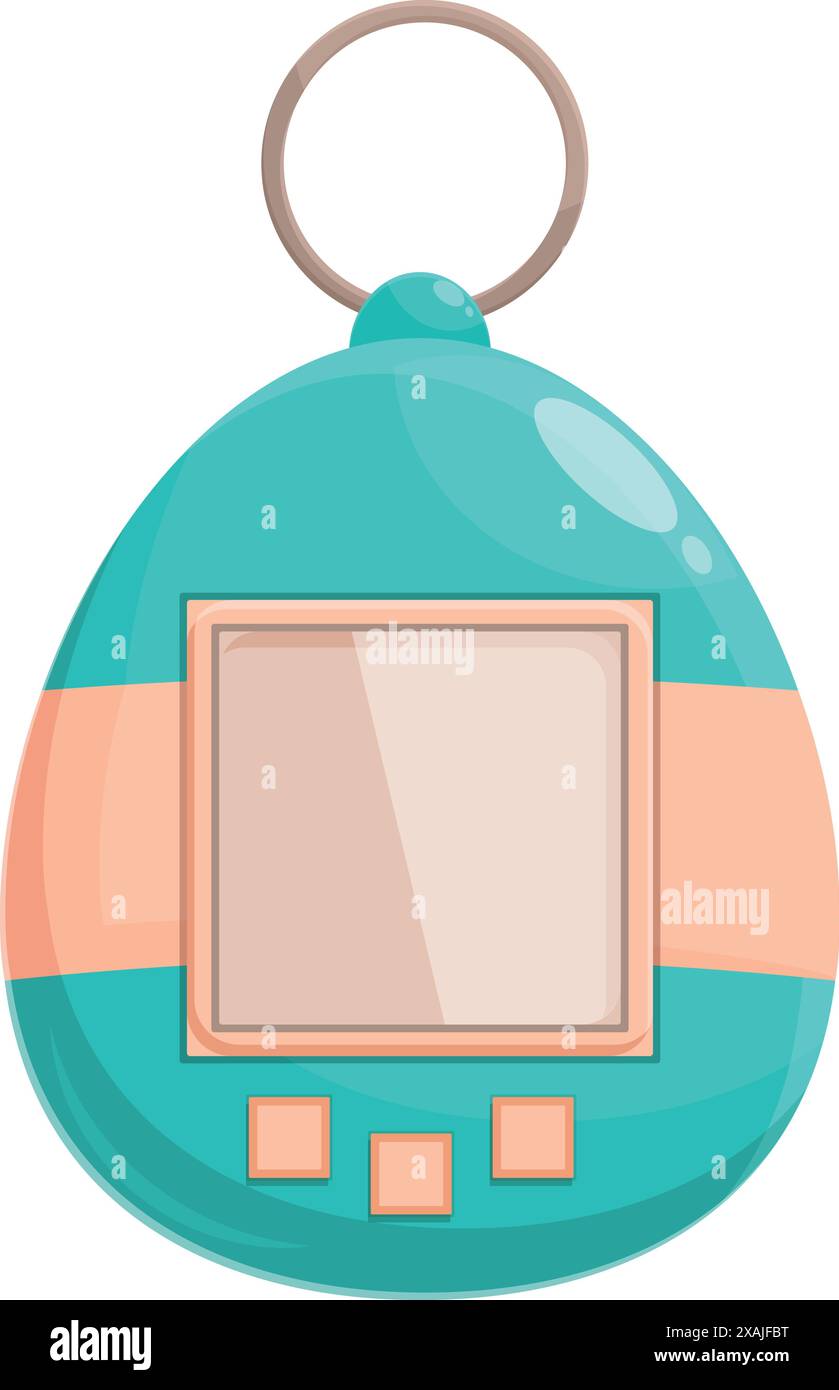 Portable virtual pet keychain toy is shown, featuring buttons and a ...