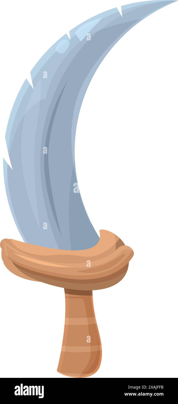 Cartoon fantasy scimitar sword with wooden handle for rpg or adventure ...