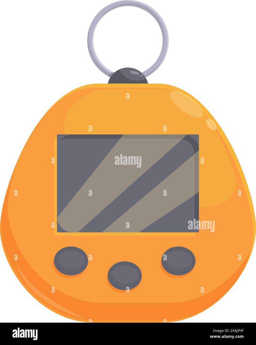 Orange electronic keychain game with three buttons and a blank screen ...