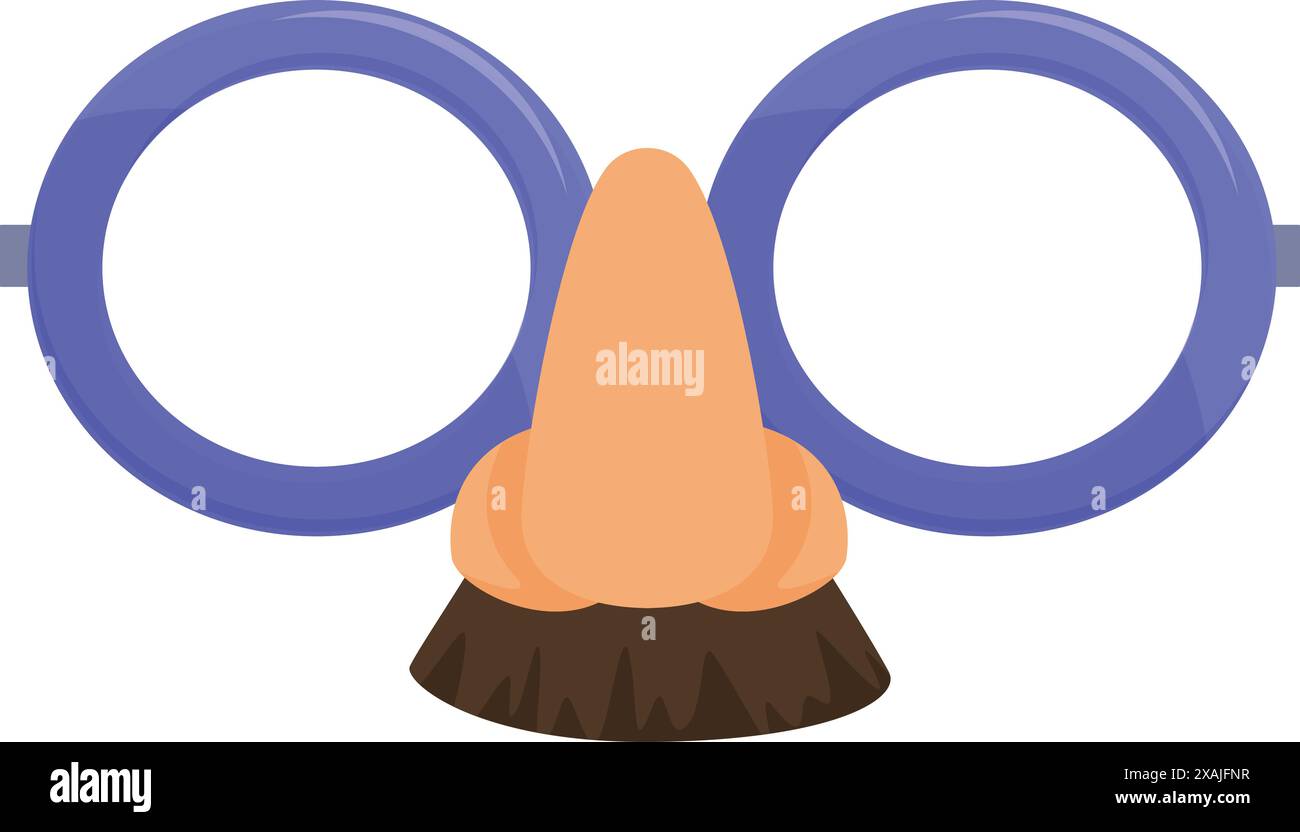 Funny Round Glasses With Fake Nose And Mustache Being Worn For A Costume Party Stock Vector