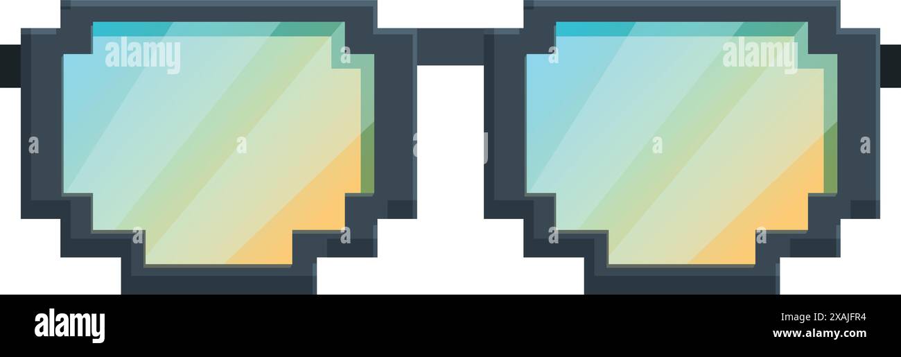 Pair of pixelated sunglasses is depicted in an 8 bit style, capturing ...