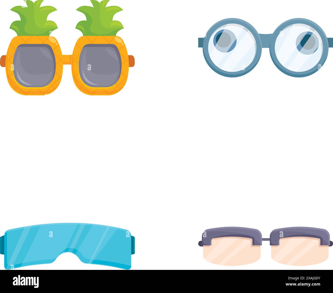Collection of four cute and colorful cartoon eyewear illustrations ...