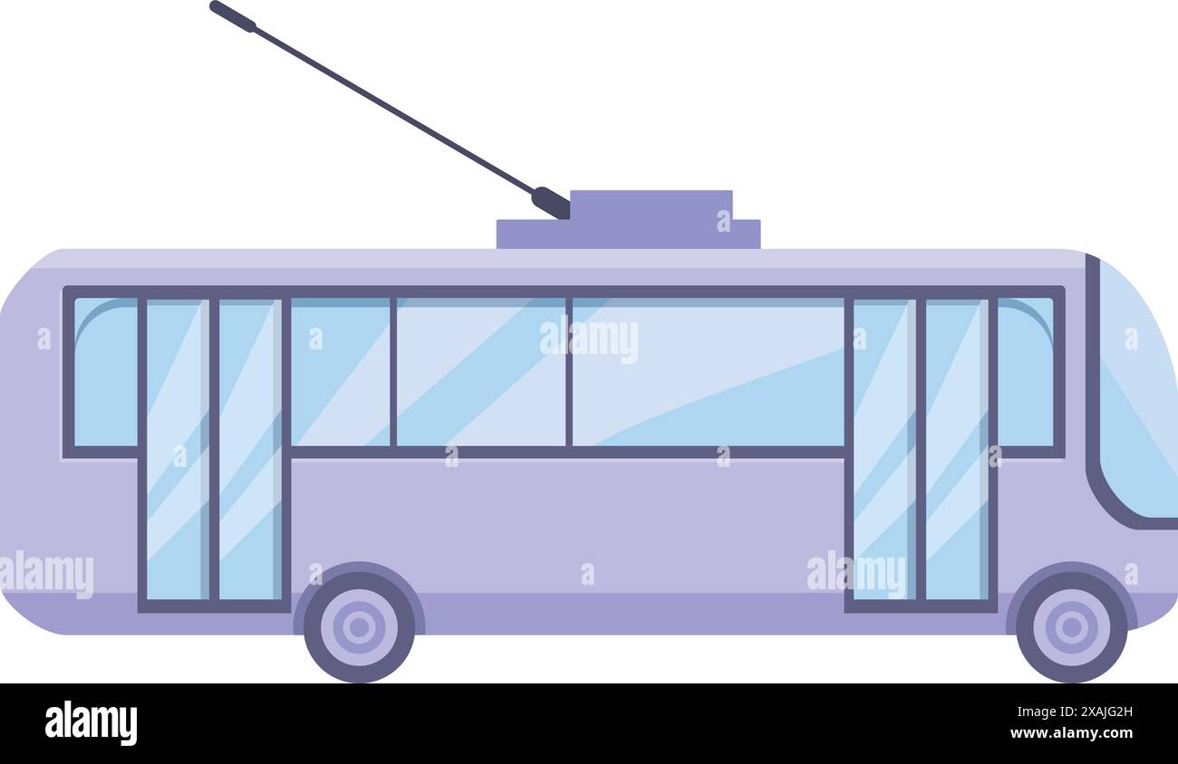 Purple trolleybus driving through the city, offering a sustainable mode ...