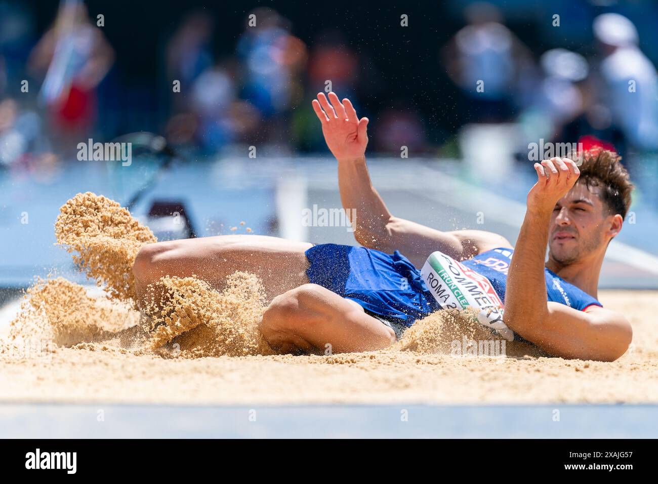 ROME, ITALY - JUNE 7: Jules Pommery of France competes in the Long Jump ...