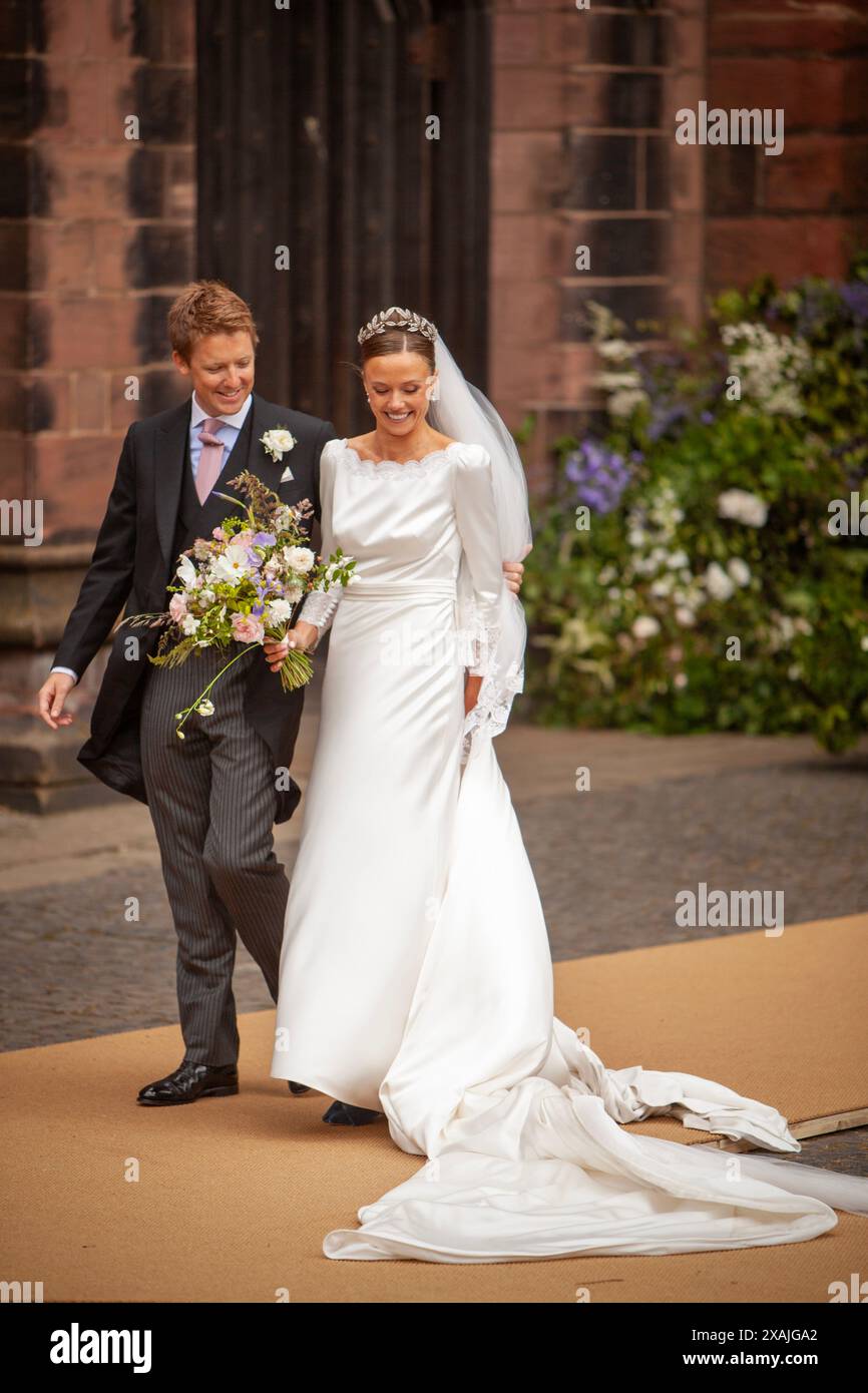 The Duke of Westminster and Olivia Henson after their wedding in ...