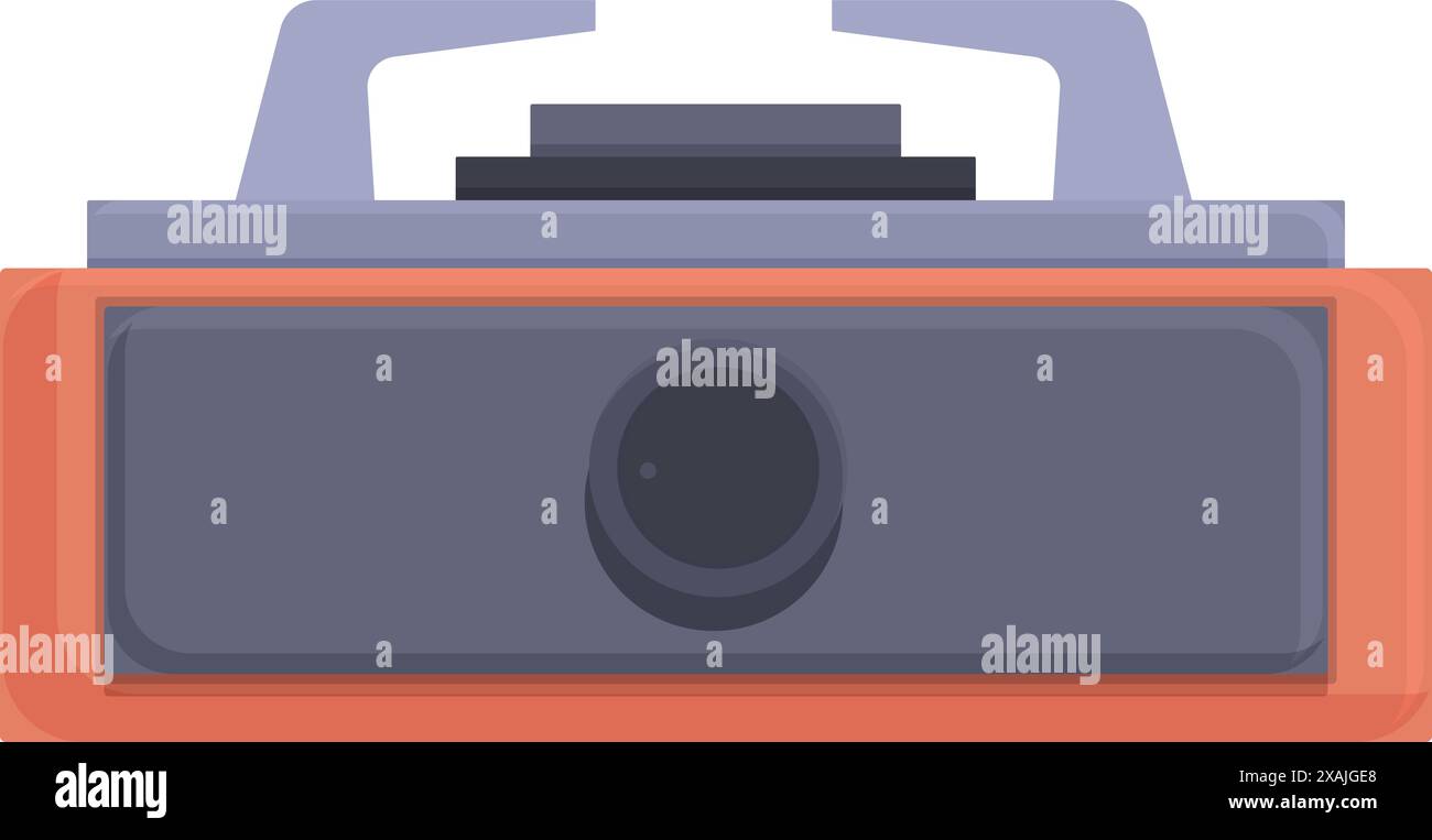 Orange and grey portable gas stove with two burners and a built in ...