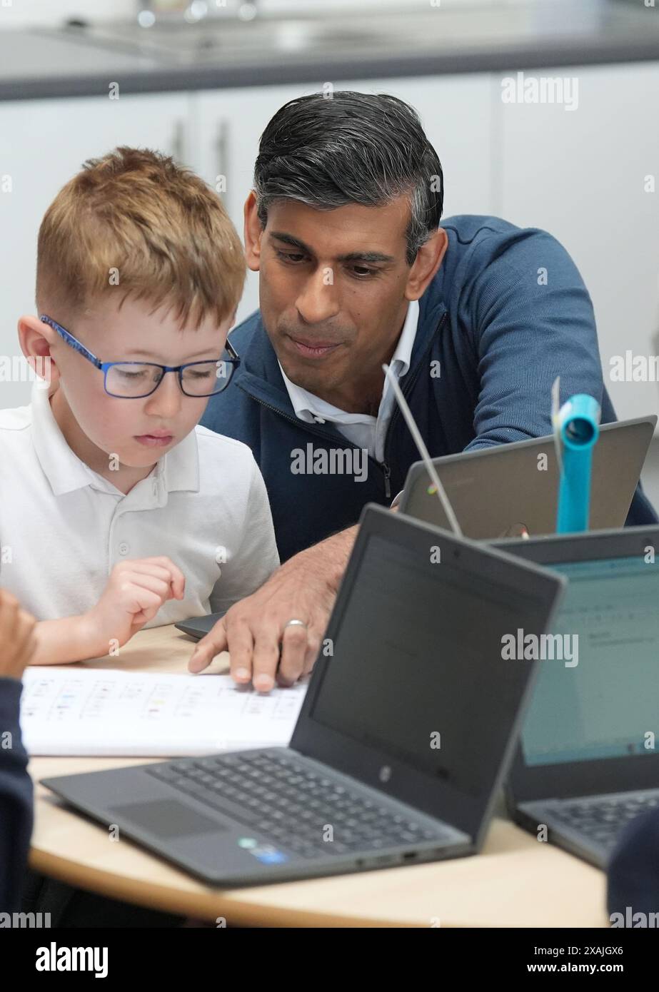 Prime Minister Rishi Sunak during a visit to Great Oldbury Primary ...