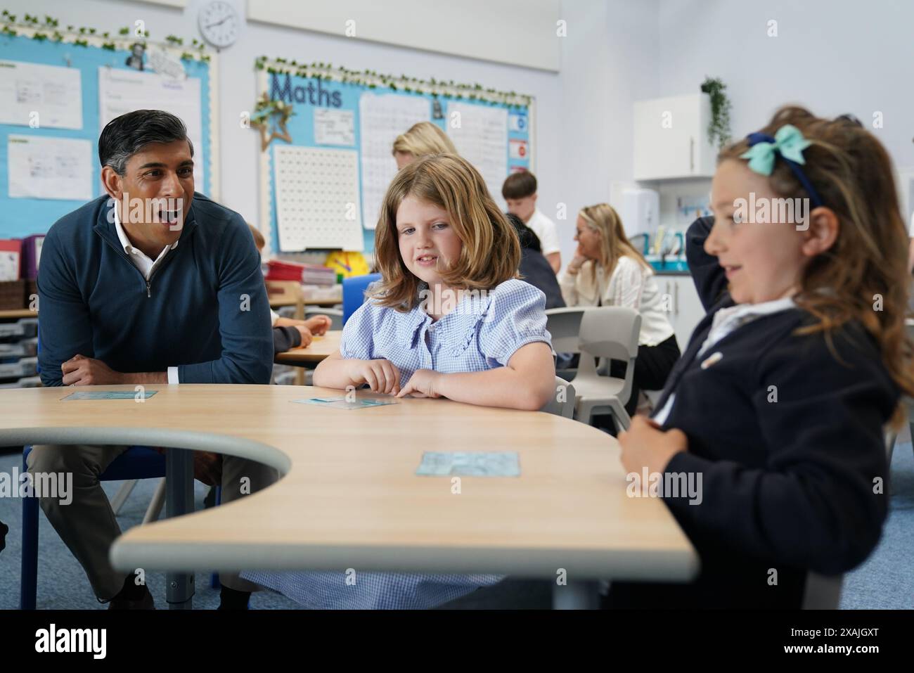 Prime Minister Rishi Sunak during a visit to Great Oldbury Primary ...