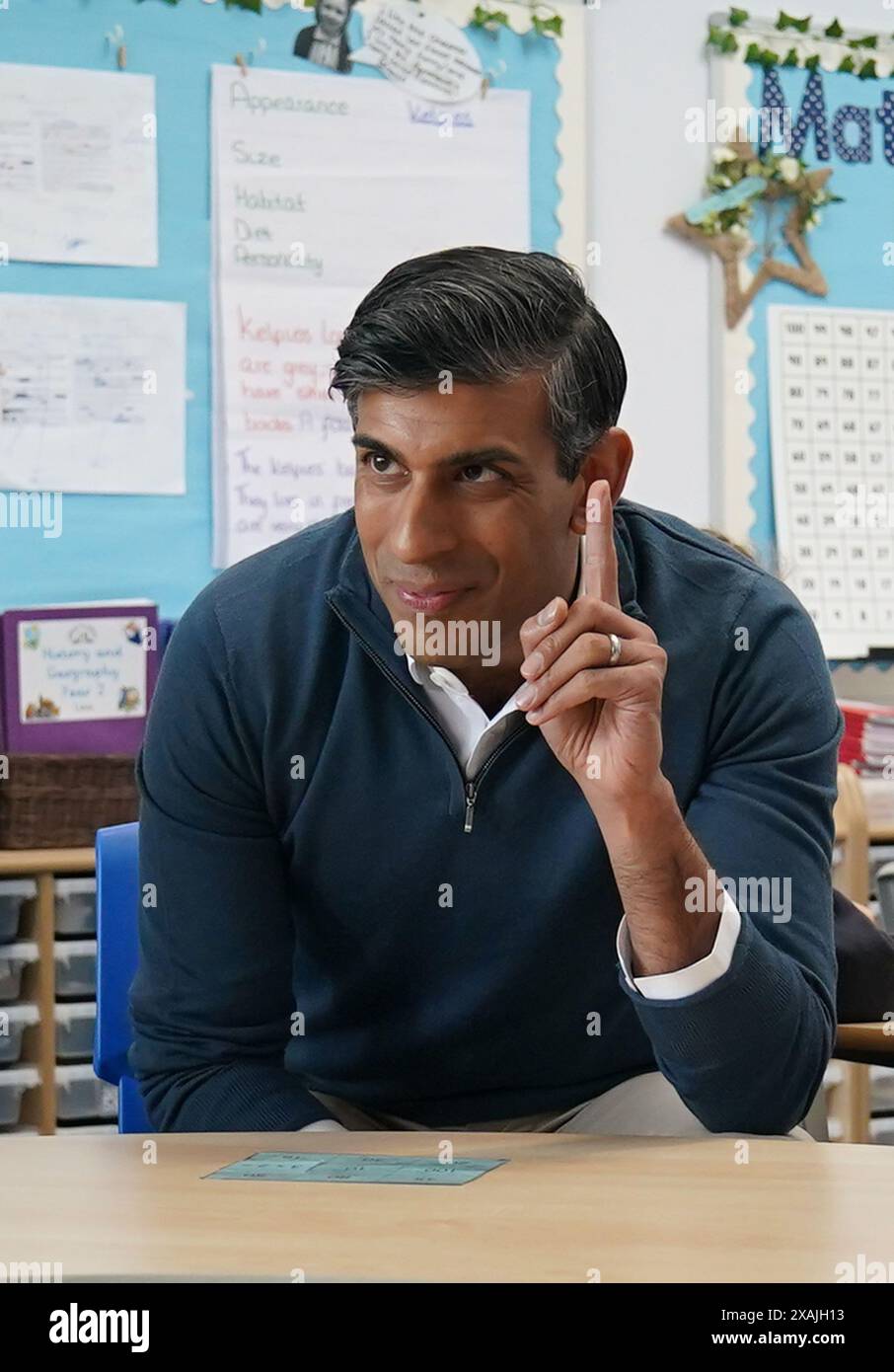 Prime Minister Rishi Sunak during a visit to Great Oldbury Primary ...