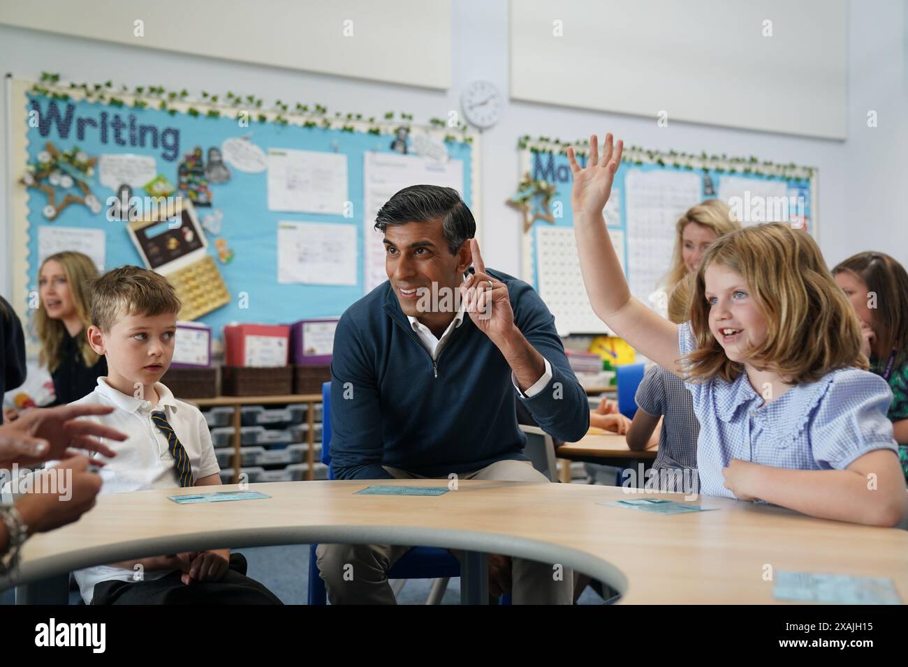 Prime Minister Rishi Sunak during a visit to Great Oldbury Primary ...