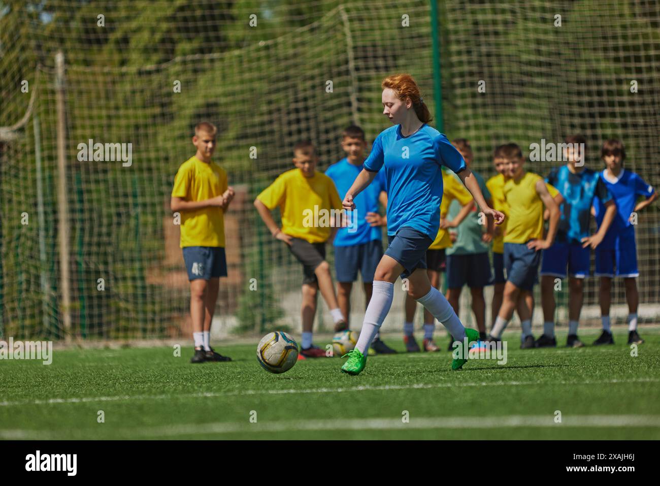 Athletic Training for Kids. Diverse group of children wear soccer ...