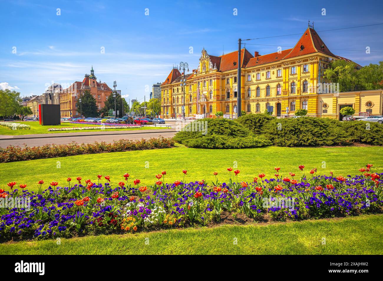 Zagreb. Republic of Croatia square scenic architecture view, famous ...