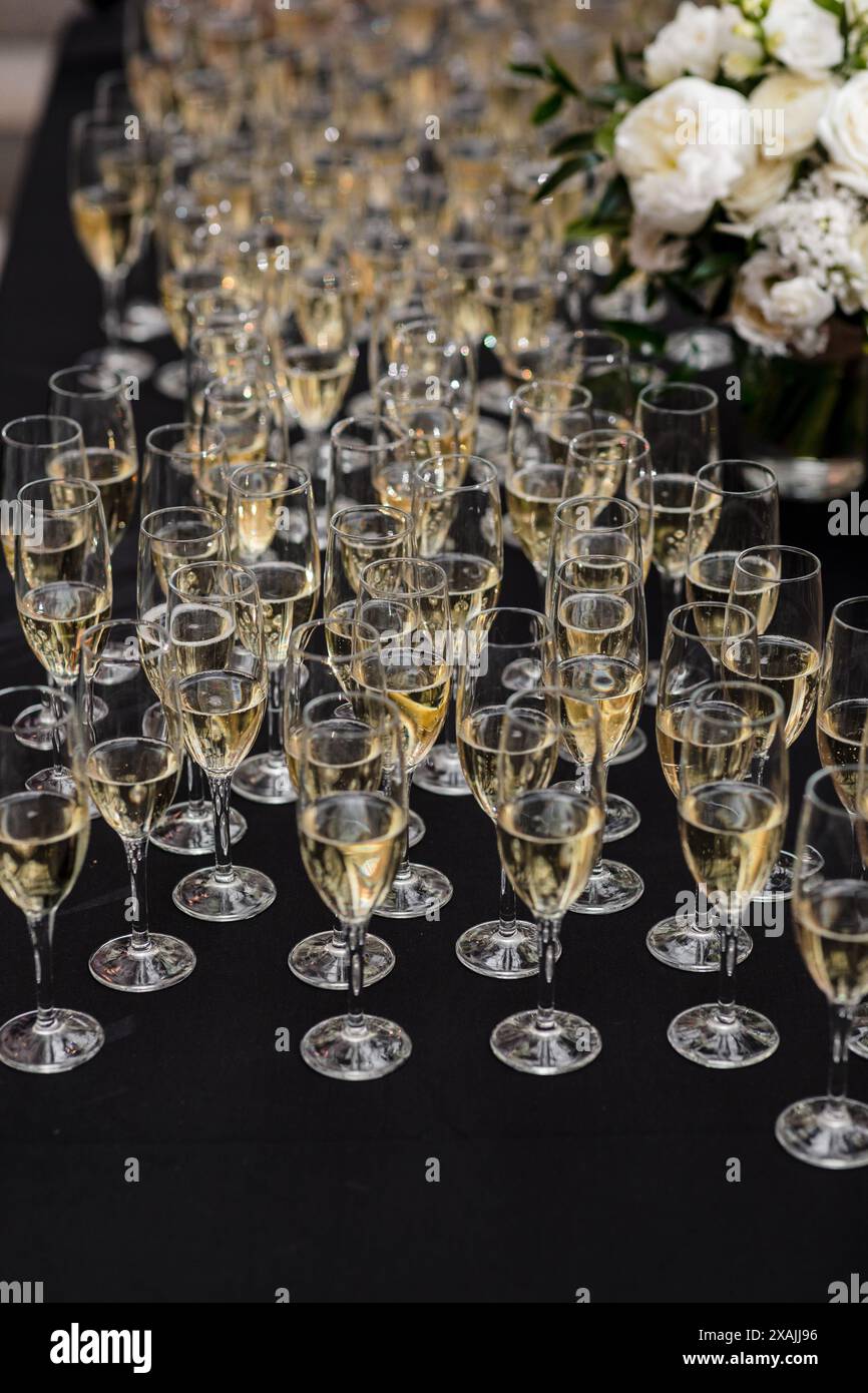 Champagne Flutes at Formal Event Reception Stock Photo - Alamy