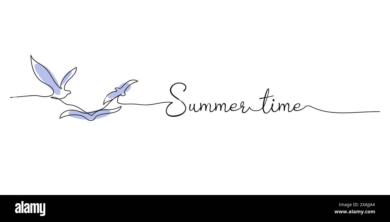 Sea gulls hand drawn. lineart continuous line drawing. Single line ...