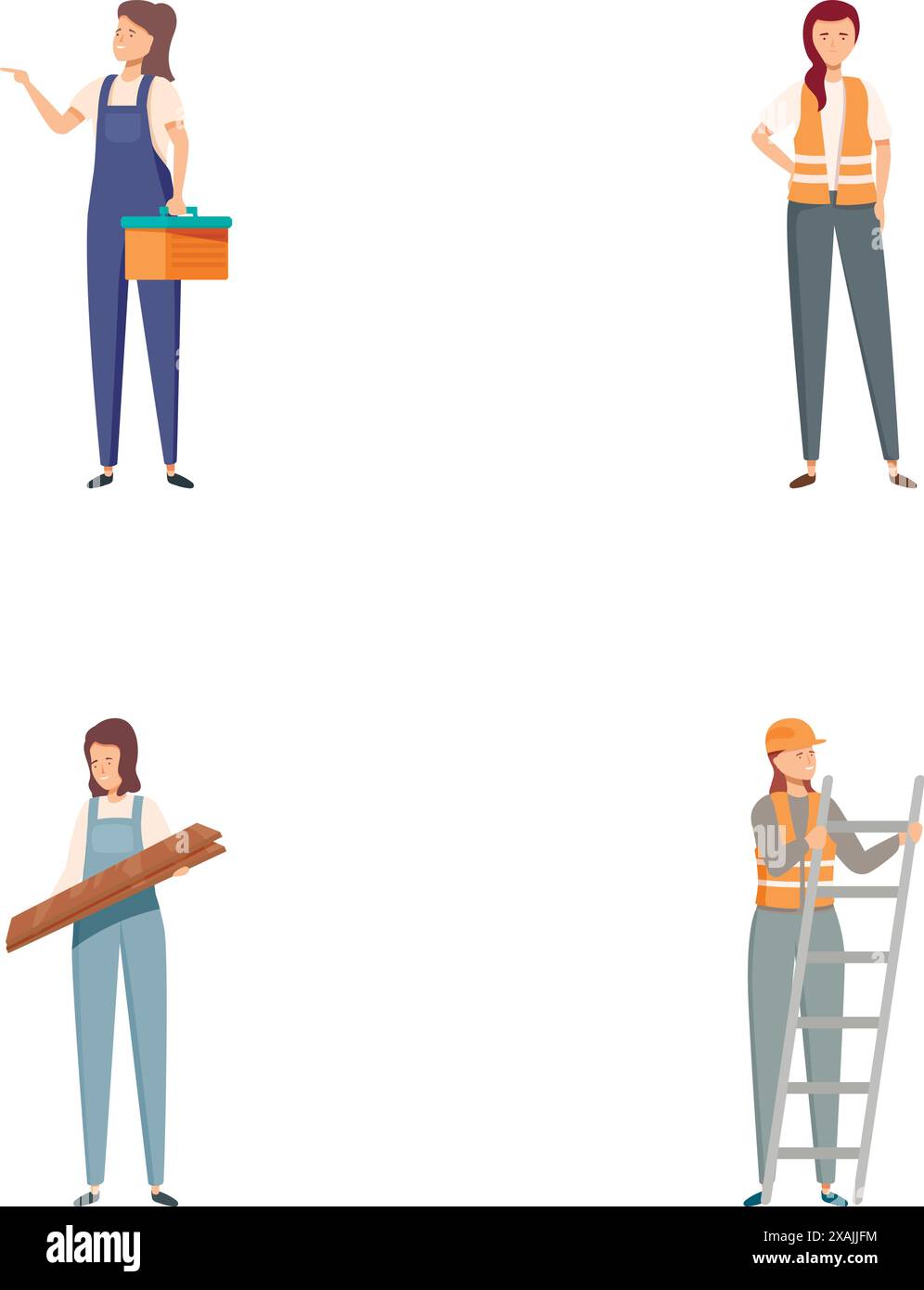 Collection of illustrations featuring women in different professional ...