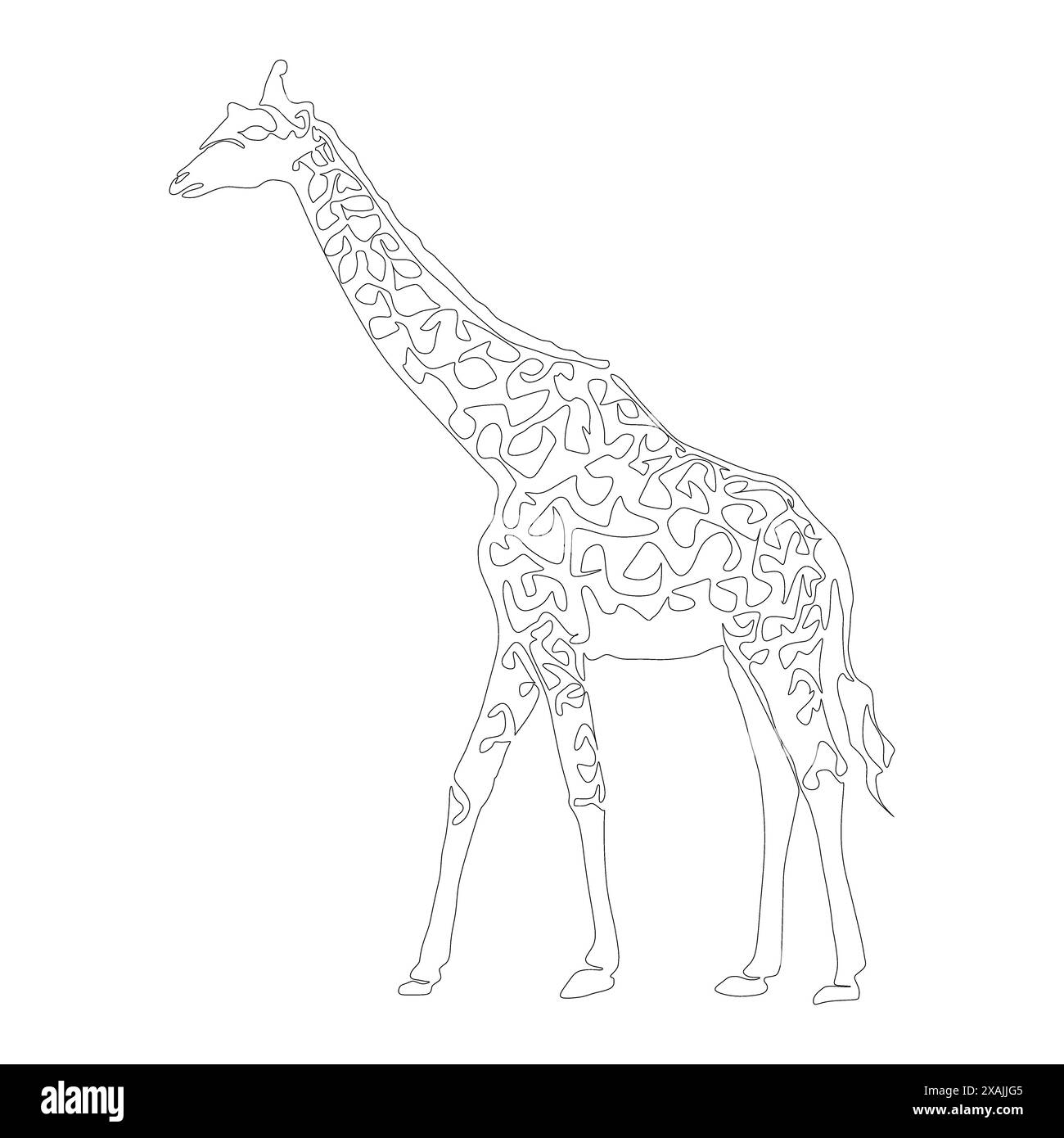 Continuous one line drawing. Giraffe walking symbol. Logo of the ...