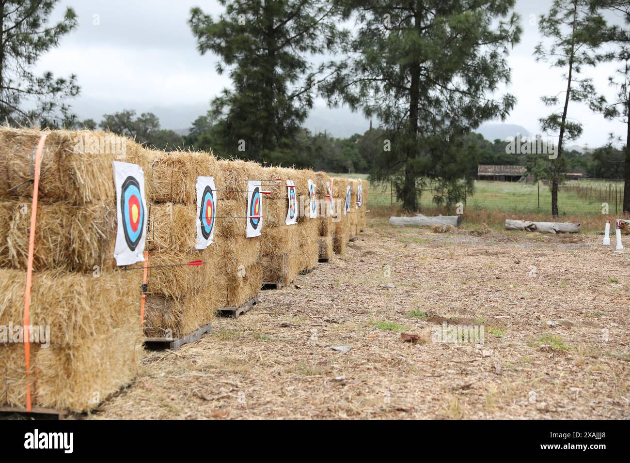 Archery range set among nature at a camp in Ojai Stock Photo - Alamy