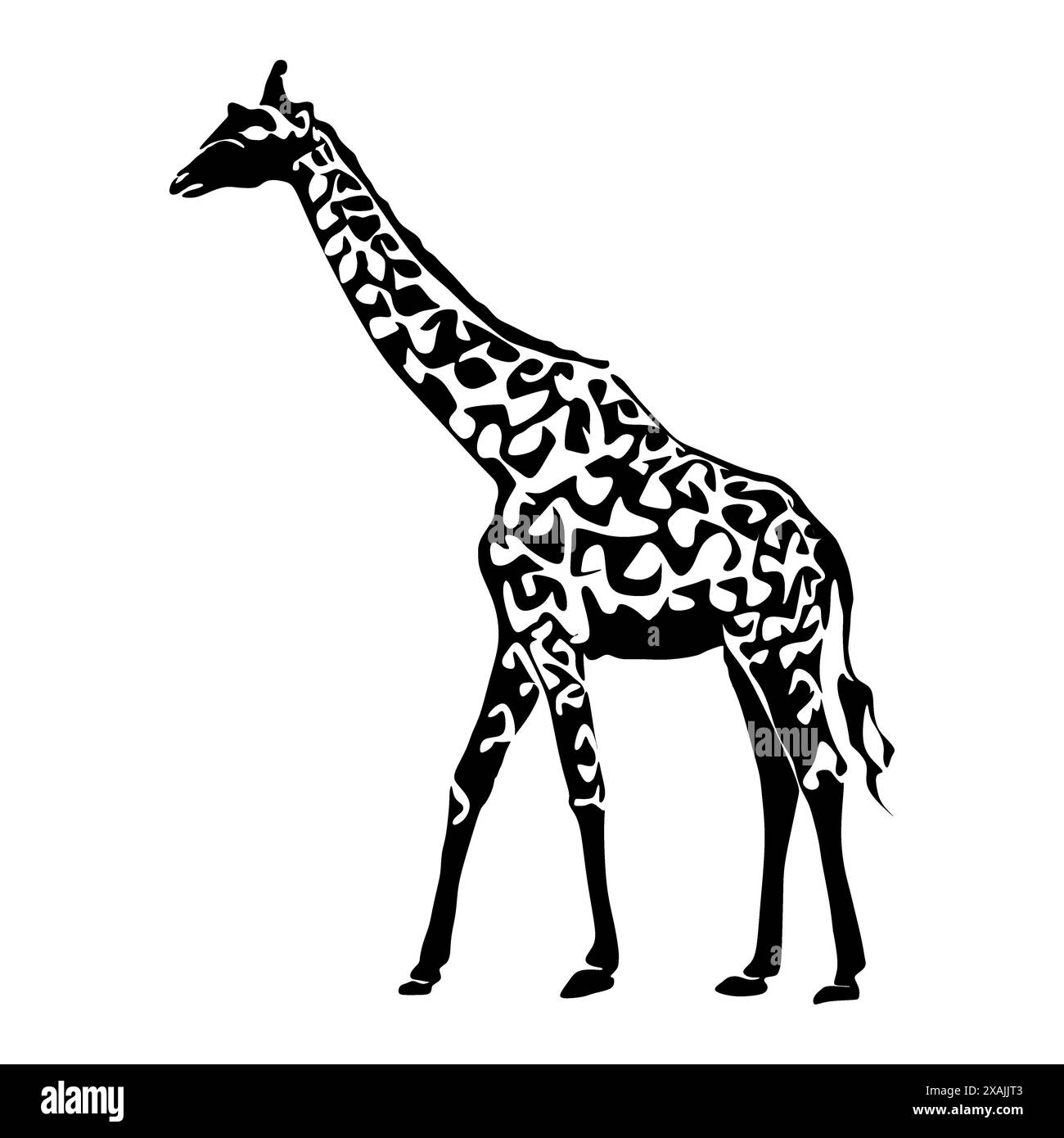 Black giraffe silhouette front view flat style, vector illustration ...