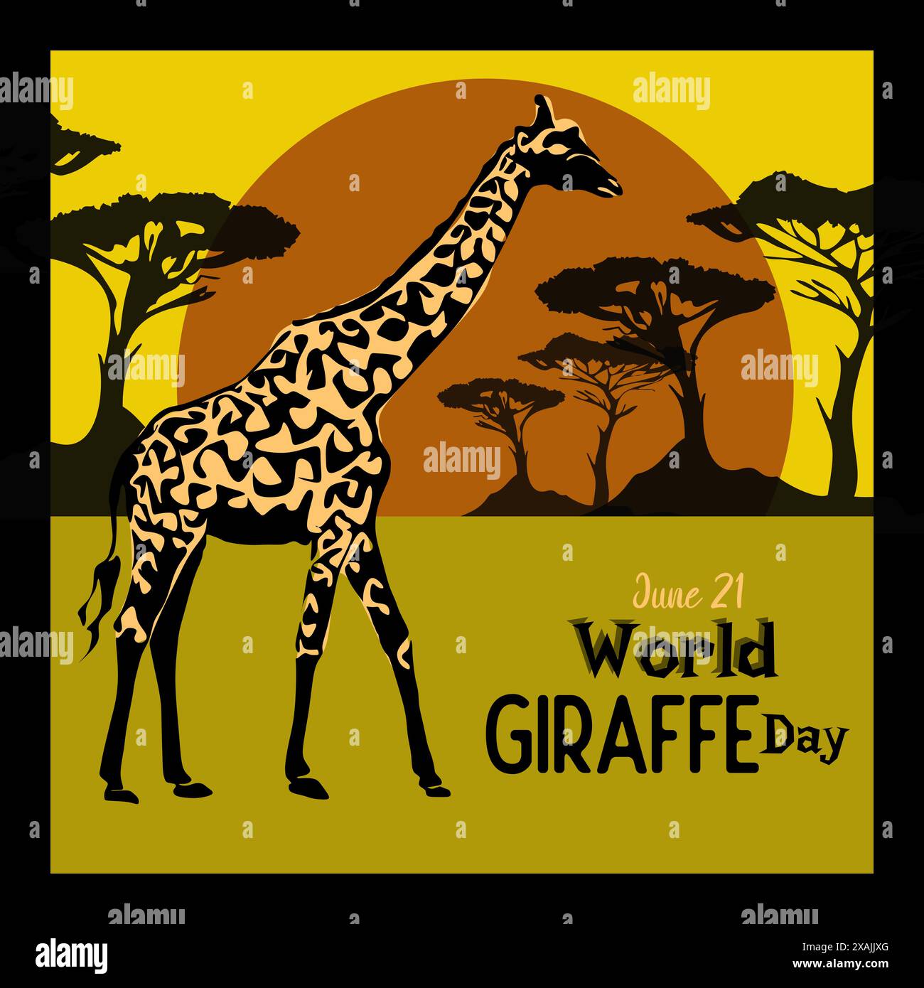 World Giraffe Day. June 21. Holiday concept. Template for background ...