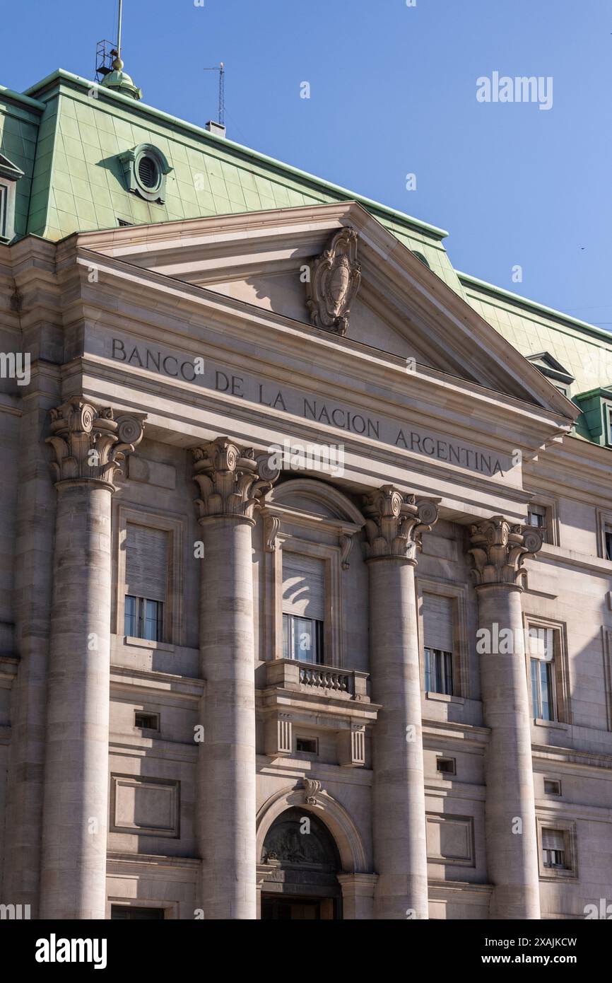 Historic facade of national bank building in Plaza de Mayo Stock Photo ...