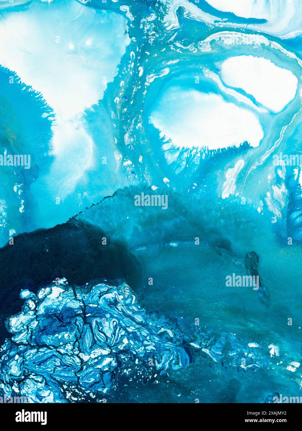 Abstract blue fantastic creative painting. Hand-drawn, impressionism ...