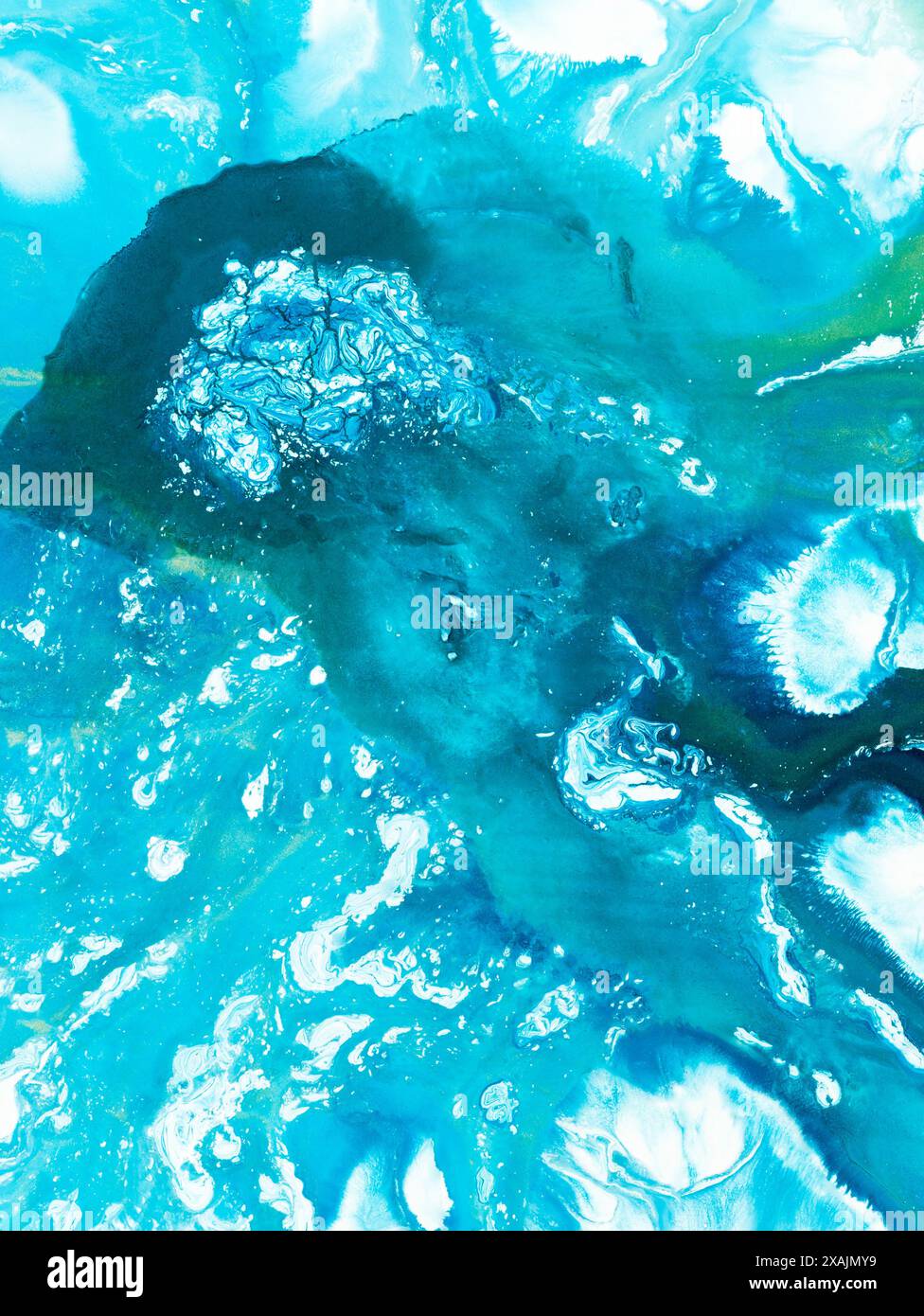 Blue abstract fantastic creative painting. Hand-drawn, impressionism ...