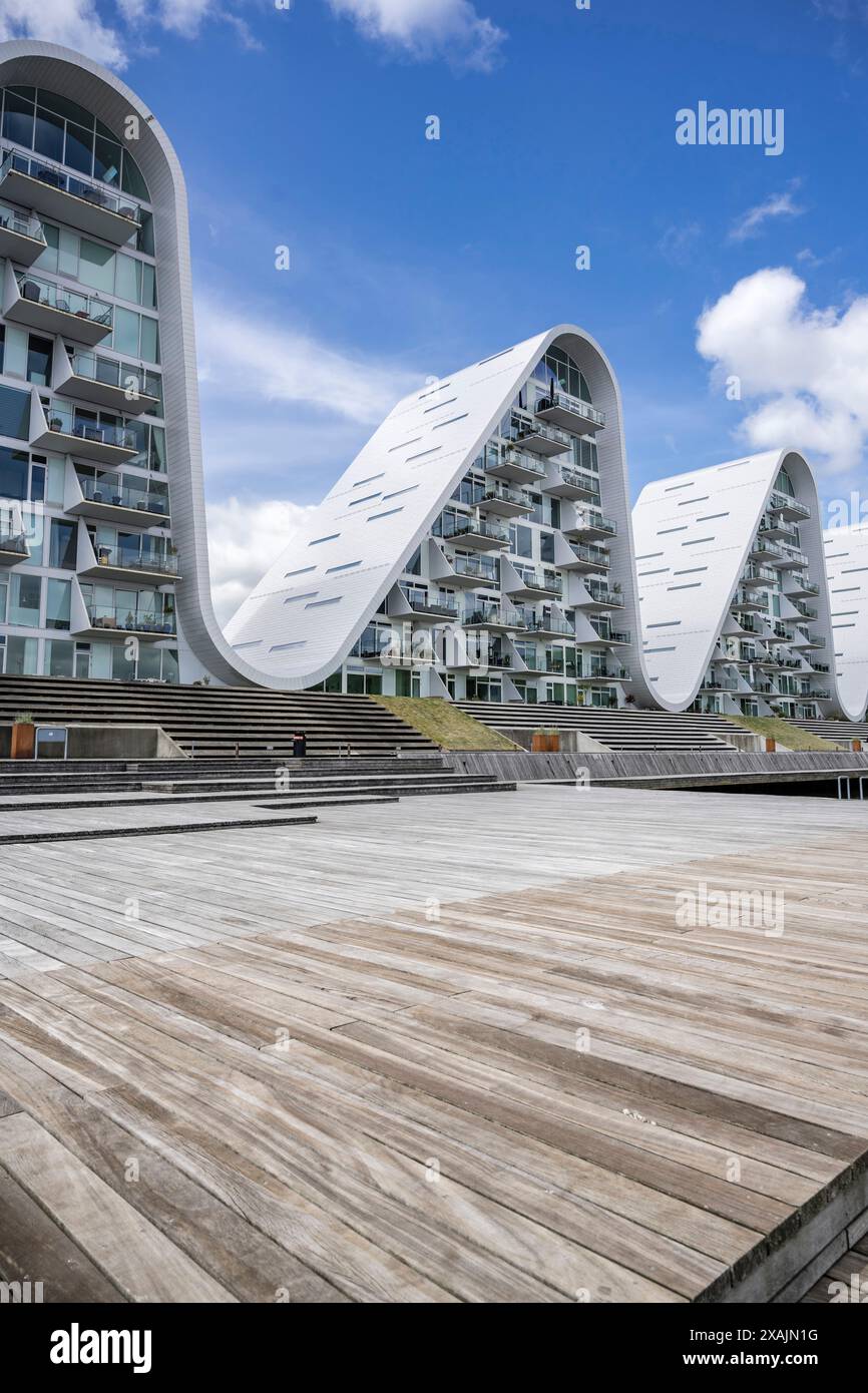 Modern architecture, The Wave "Bolgen", Vejle, Denmark Stock Photo - Alamy