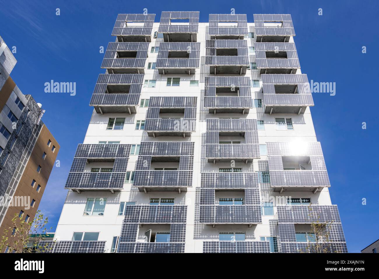 Modern architecture with solar module facade, Aarhus, Denmark Stock ...