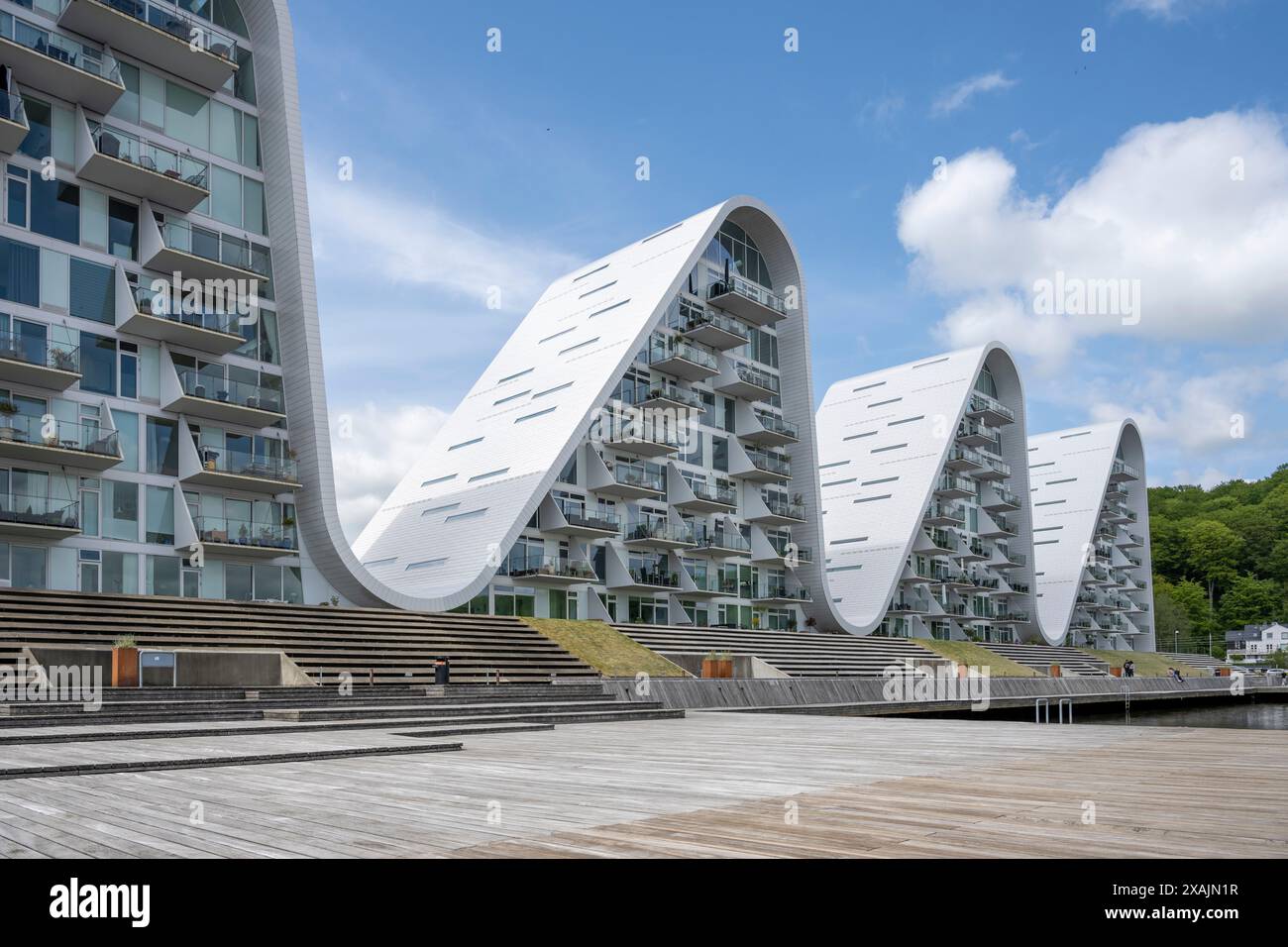 Modern architecture, The Wave "Bolgen", Vejle, Denmark Stock Photo - Alamy