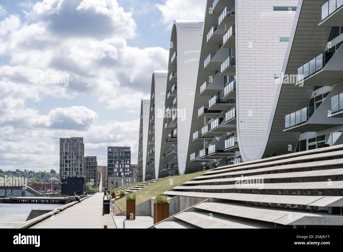 Modern architecture, The Wave "Bolgen", Vejle, Denmark Stock Photo - Alamy